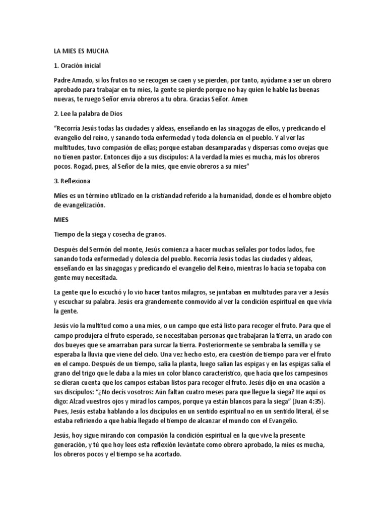 La Mies Es Mucha | PDF | Jesús | Religión y creencia