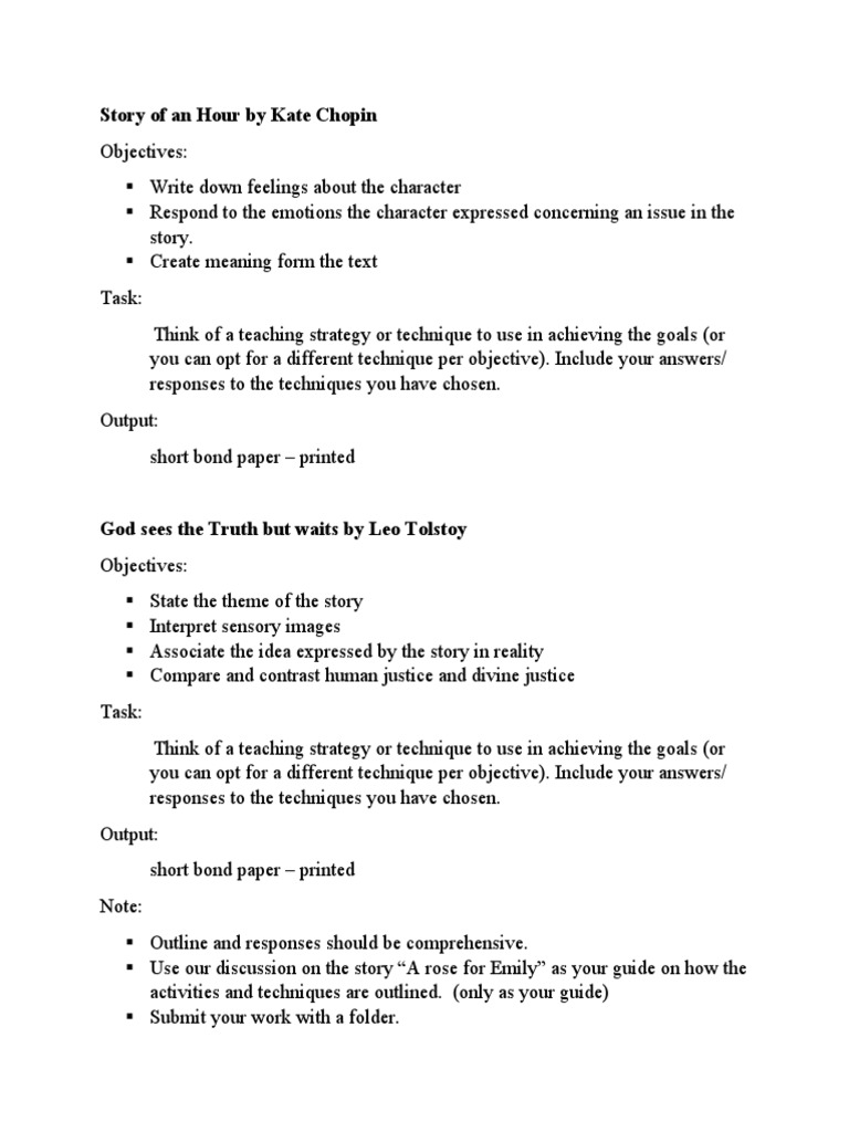 Story of An Hour by Kate Chopin | PDF