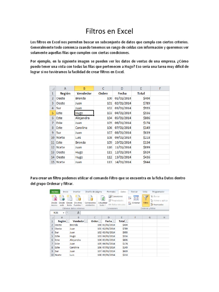 Filtros en Excel PDF | PDF | Microsoft Excel | Tipo de datos