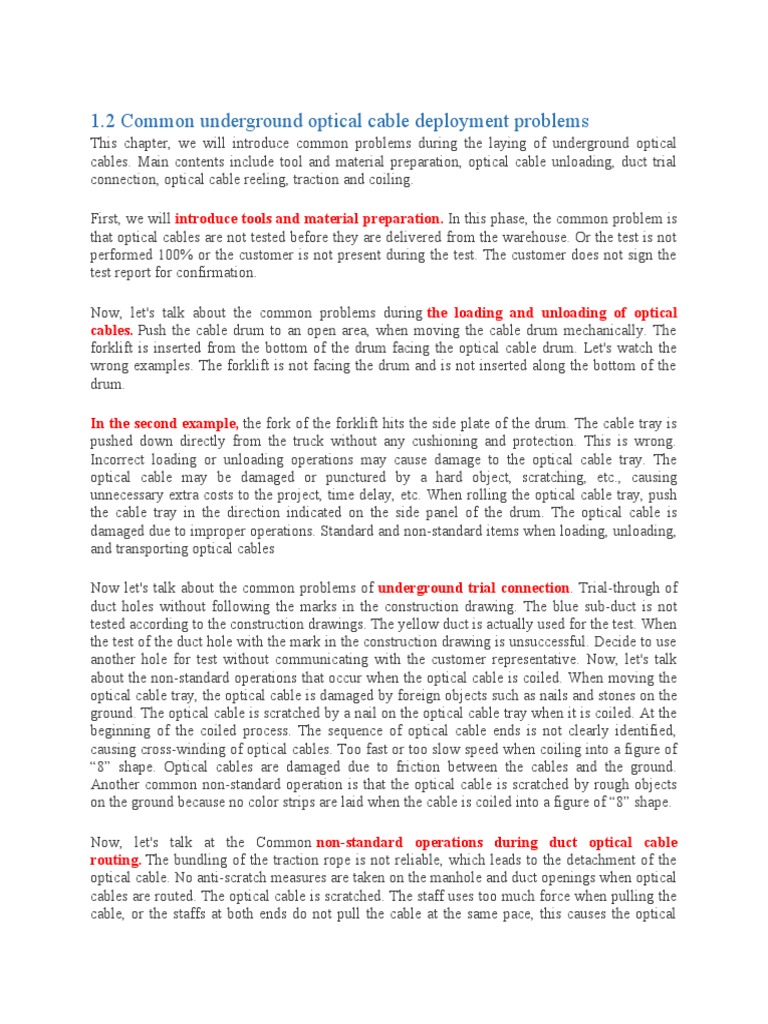 ODN OSP Construction | PDF | Optical Fiber | Rope