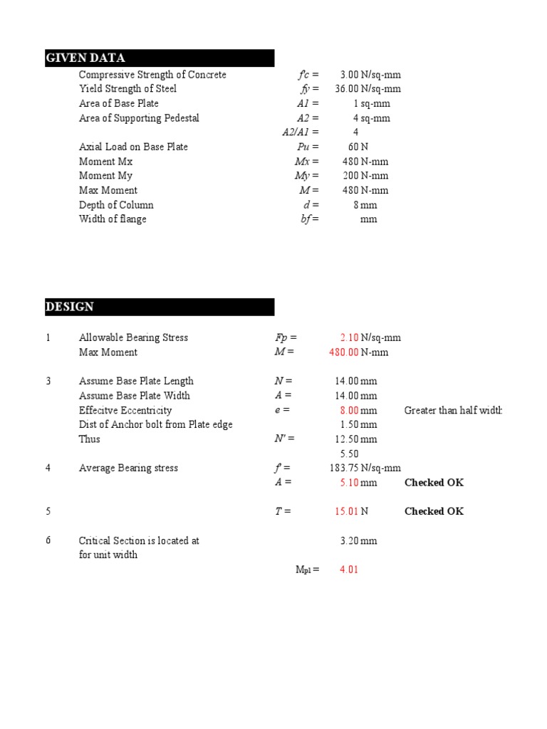 Given Data: F'C Fy A1 A2 A2/A1 Pu MX My M D BF | PDF | Column ...