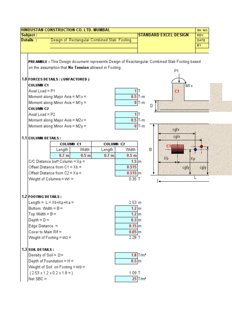 Rectangular Combined Footing | PDF | Building Engineering | Classical Mechanics