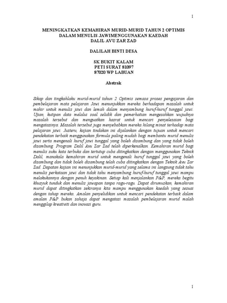 Contoh Penulisan Abstrak PDF | PDF