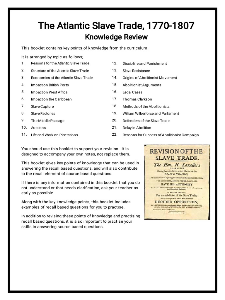 Atlantic Slave Trade Study Guide | PDF | Atlantic Slave Trade ...