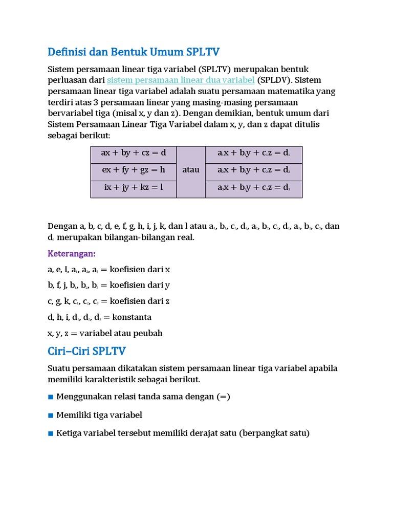 Materi SPLTV | PDF | Sains & Matematika | Komputer