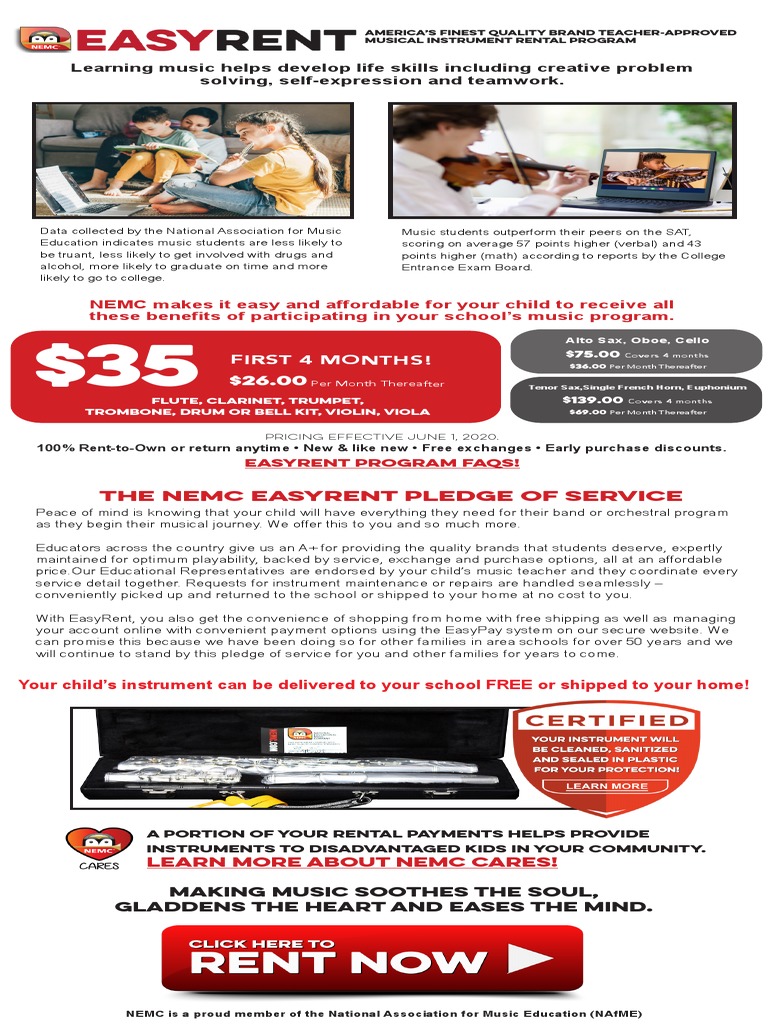 2020 Nemc Digital Rental Flyer | PDF | Musical Instruments | Saxophone