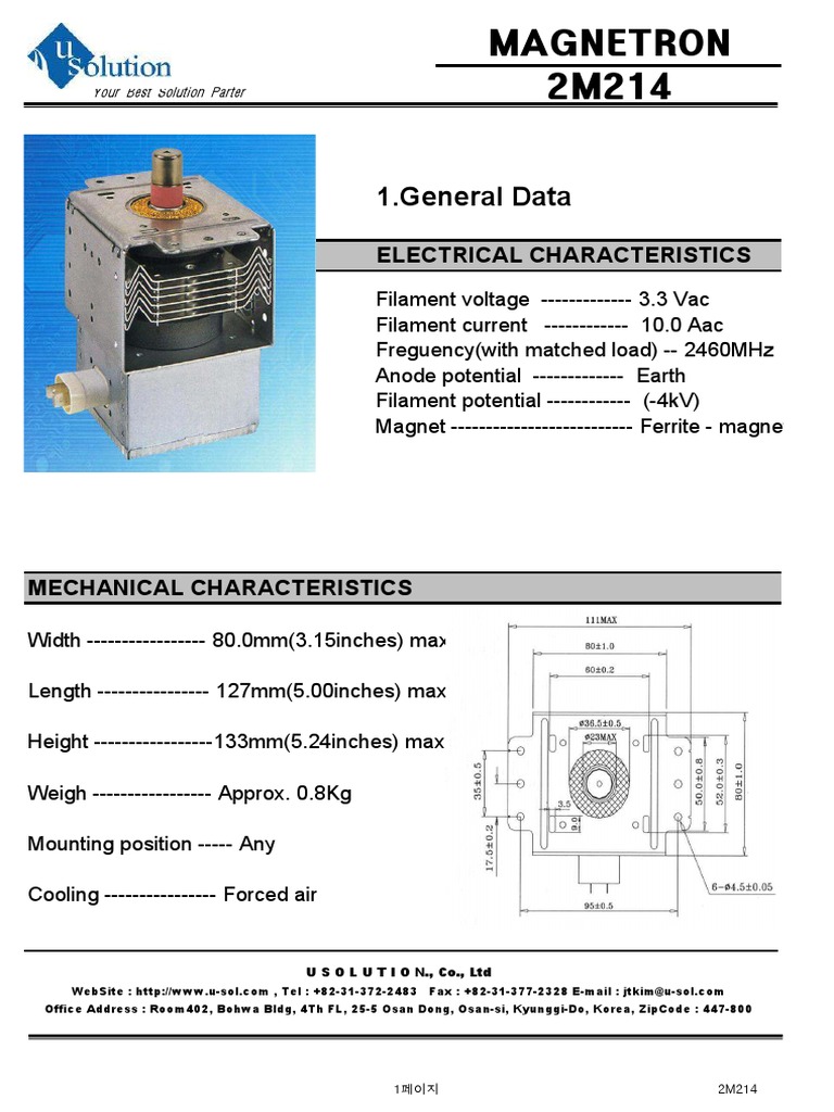 Magnetron LG 2M214 | PDF | Rectifier | Power Supply Magnetron LG 2M214 | PDF | Rectifier | Power Supply