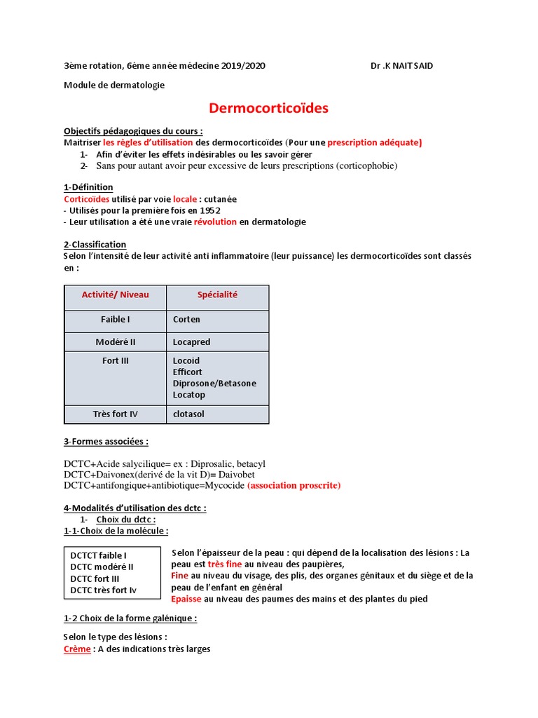 3 - Dermatologie - Dermocorticoides | PDF | Peau | Dermatologie