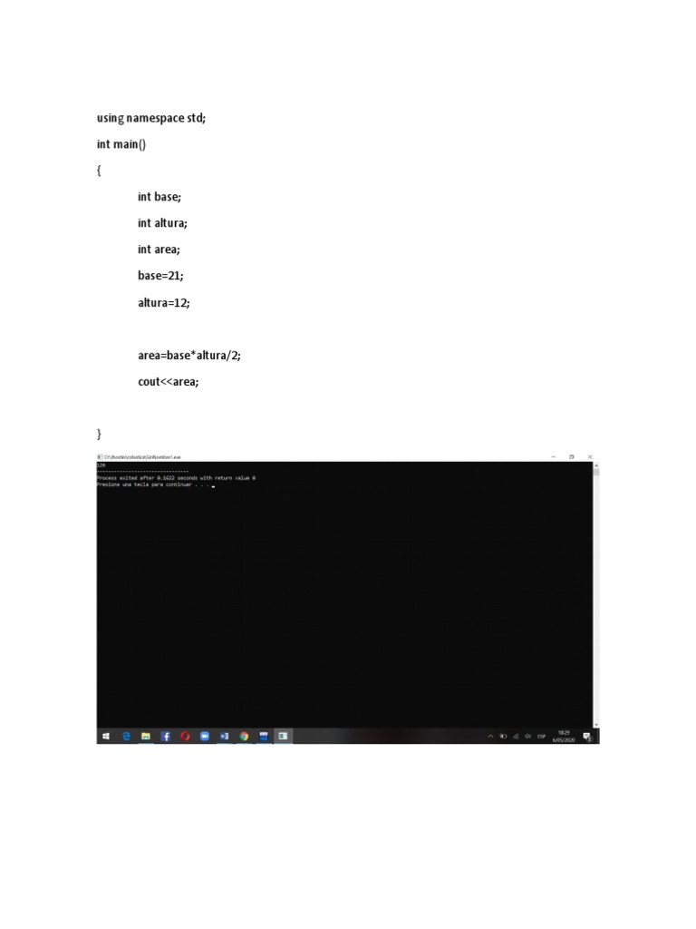 Using Namespace STD Int Main (Int Base Int Altura Int Area Base 21 ...
