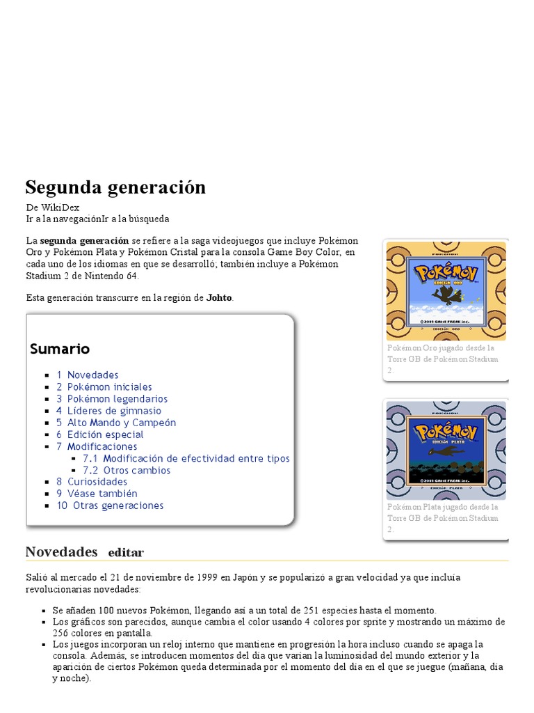 Segunda Generación Dex | PDF | Pokémon | Mitopoeia