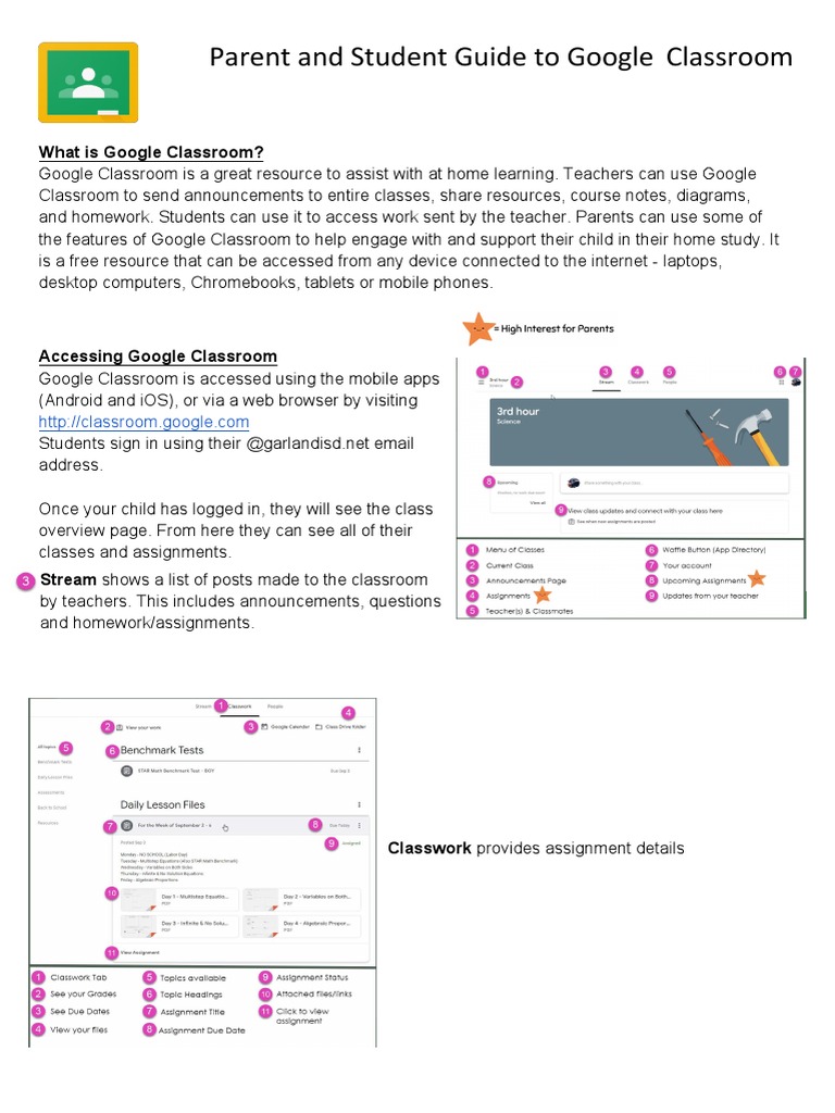 Parent and Student Guide To Google Classroom | PDF