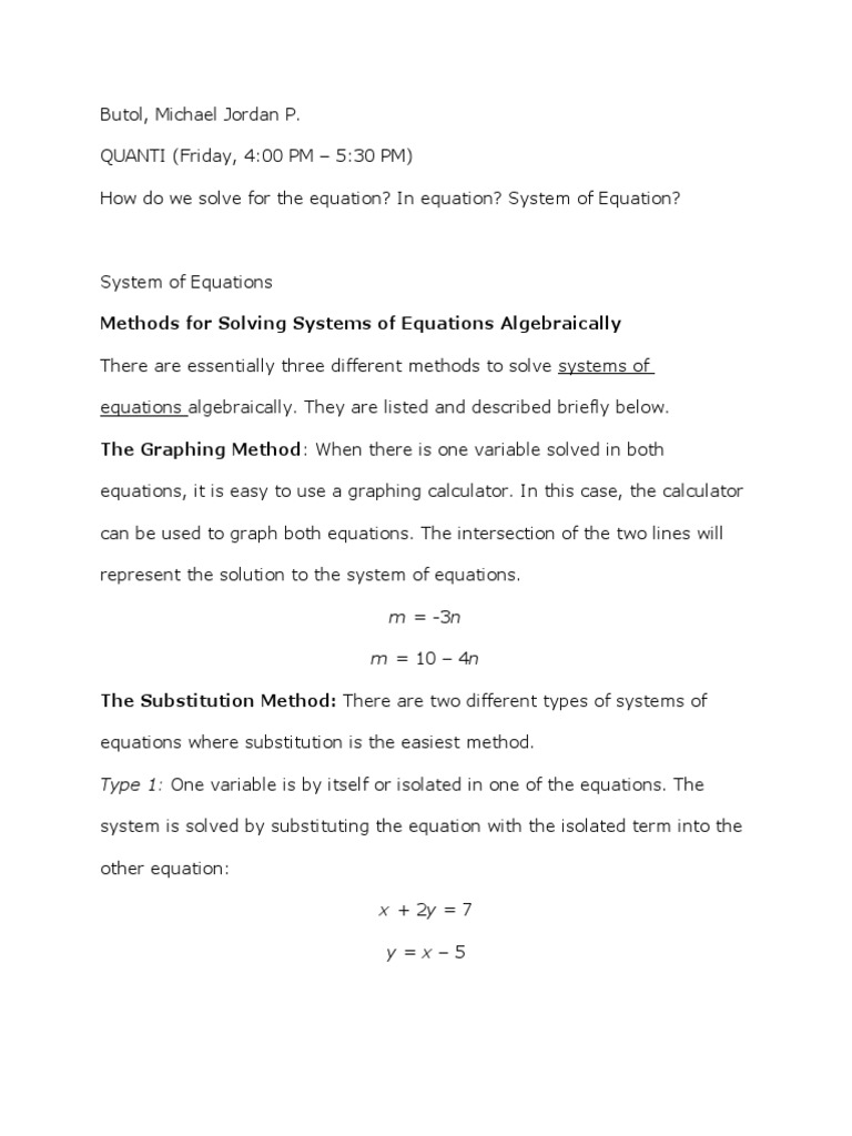 System of Equation | PDF | Equations | Analysis
