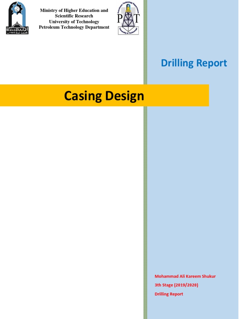 Casing Design: Drilling Report | Download Free PDF | Casing (Borehole ...