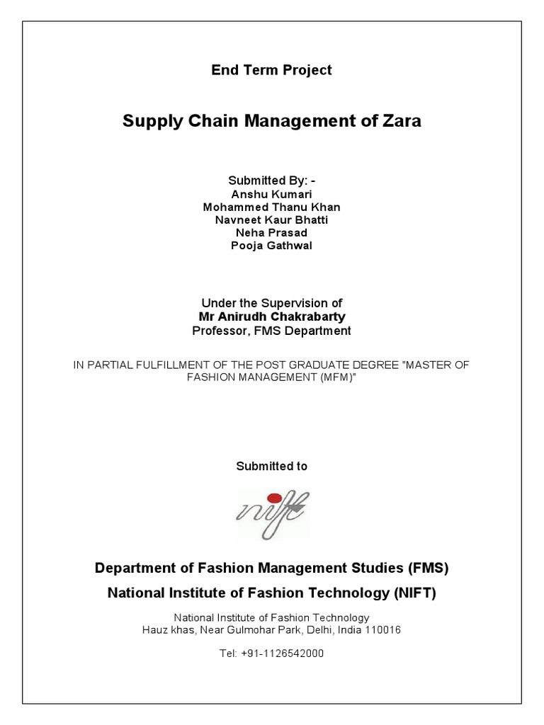 Supply Chain Management of Zara: End Term Project | PDF | Retail ...