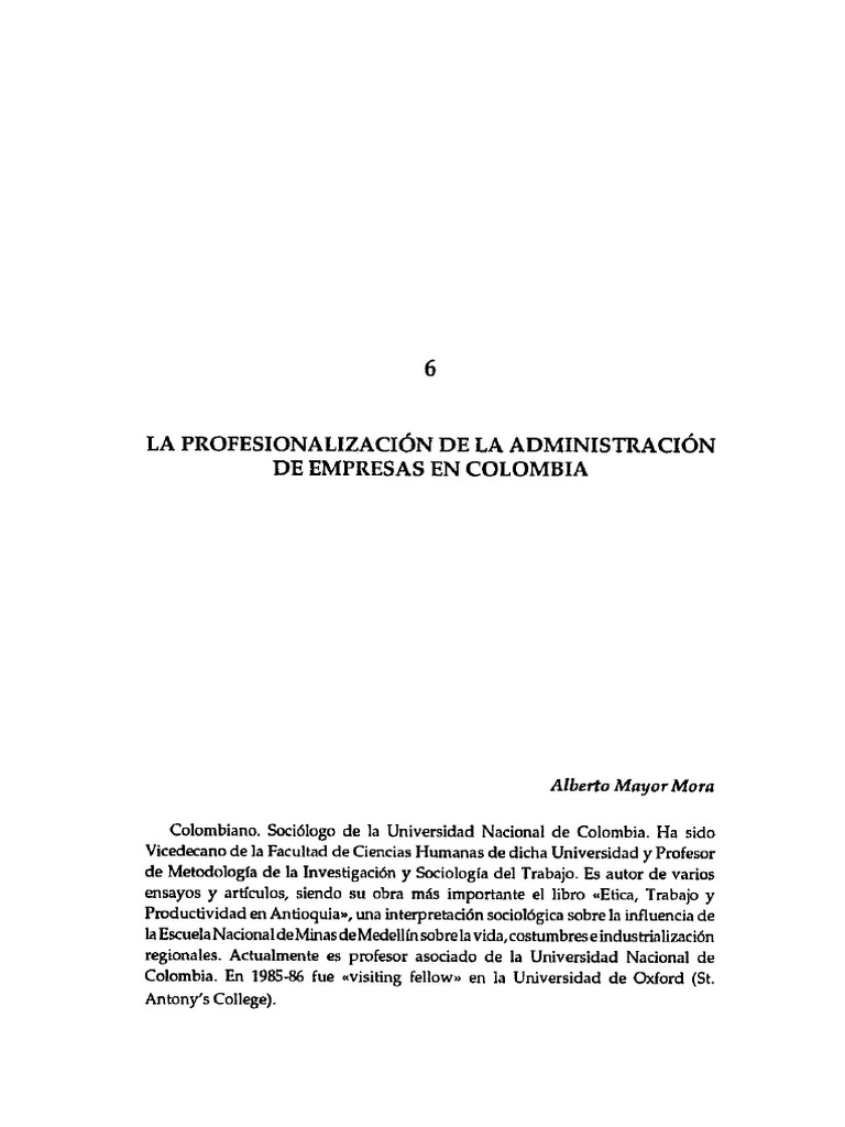 Mayor, A. - 1992 - La Profesionalización de La Administración de Empresas en Colombia. PP 112 ...