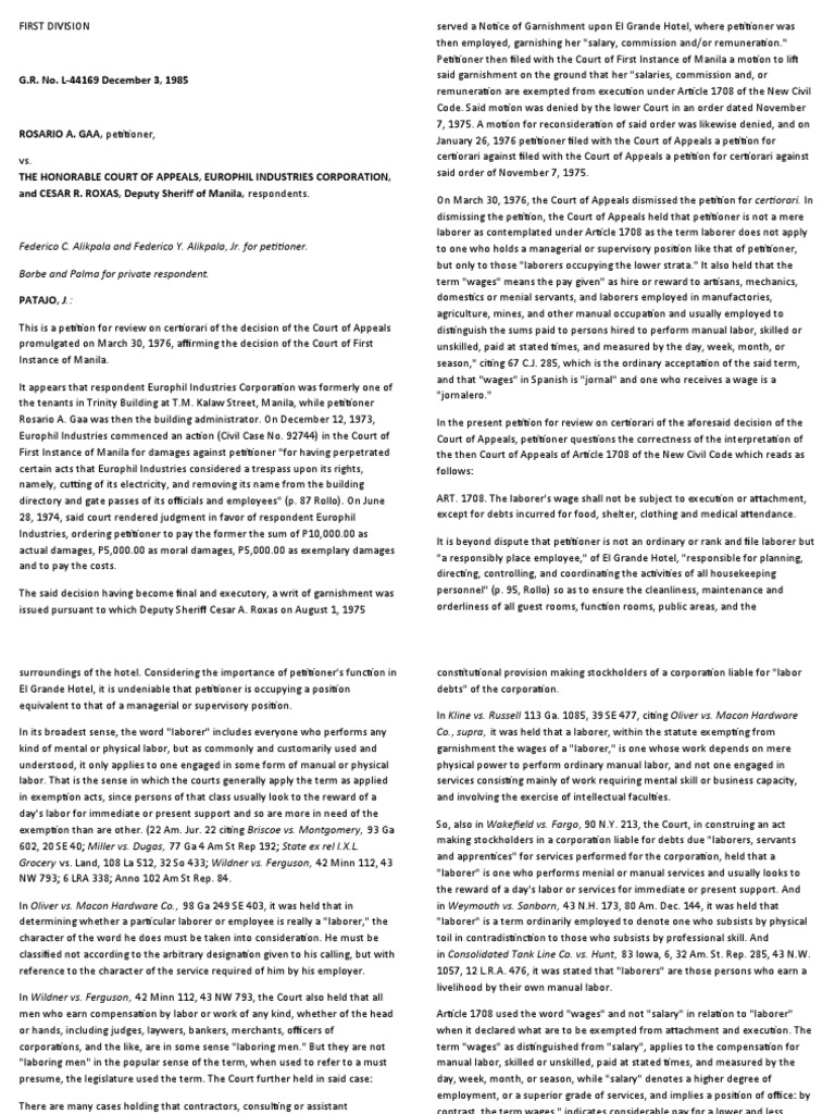 Interpreting the Definition of "Laborer | PDF | Employment | Certiorari