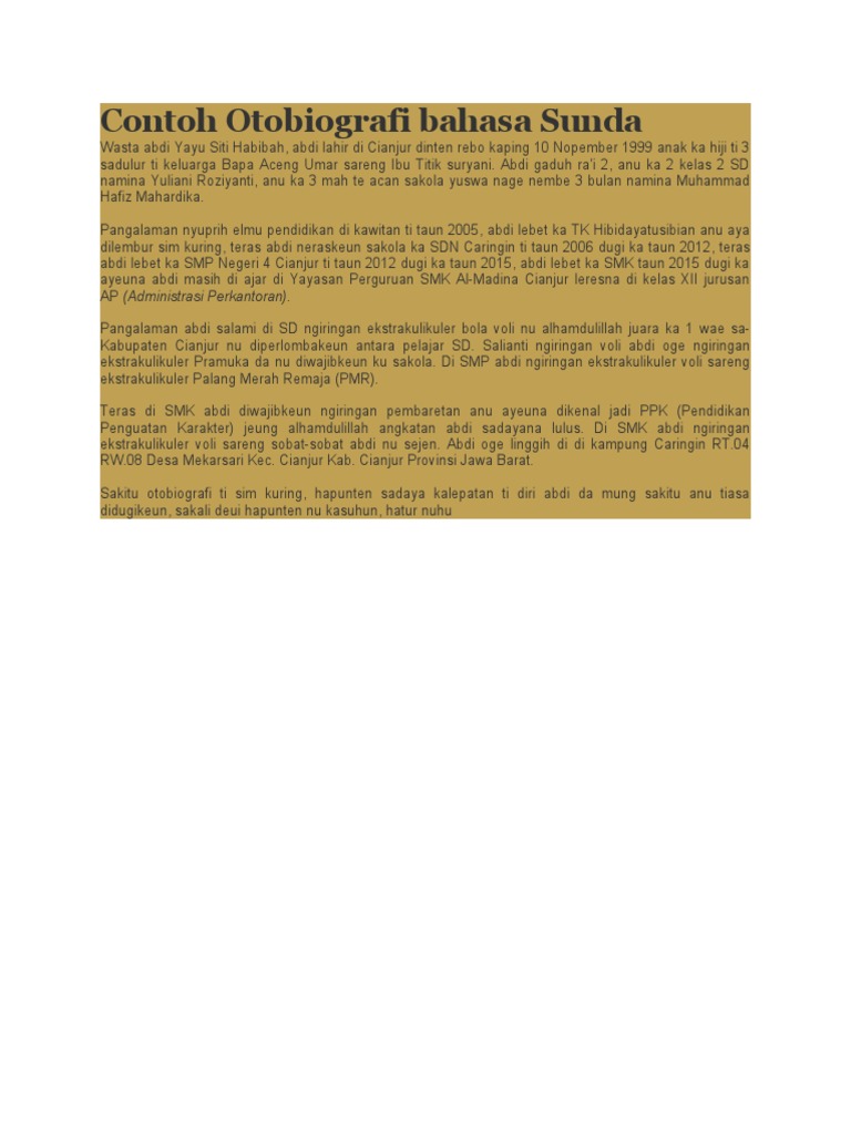 Contoh Otobiografi Bahasa Sunda Pdf