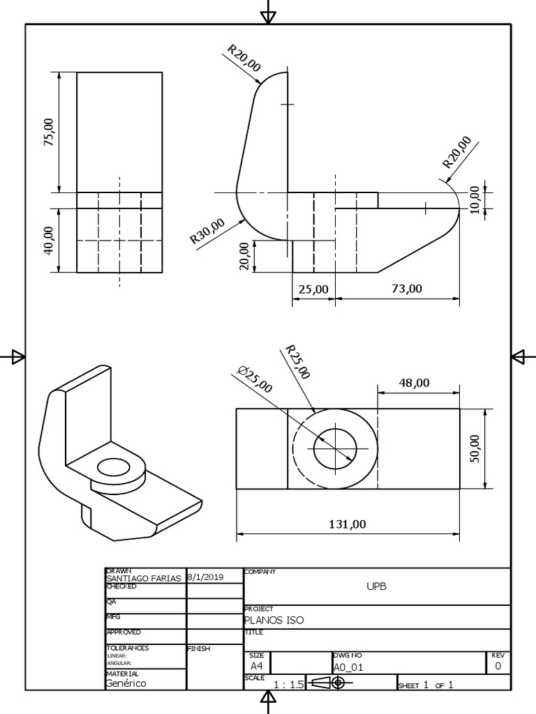 Project Planos ISO: Technical Drawing Showing Dimensions and Tolerances ...