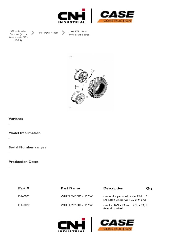 Variants: 580k - Loader Backhoe (North America) (01/87 - 12/94) 06 ...
