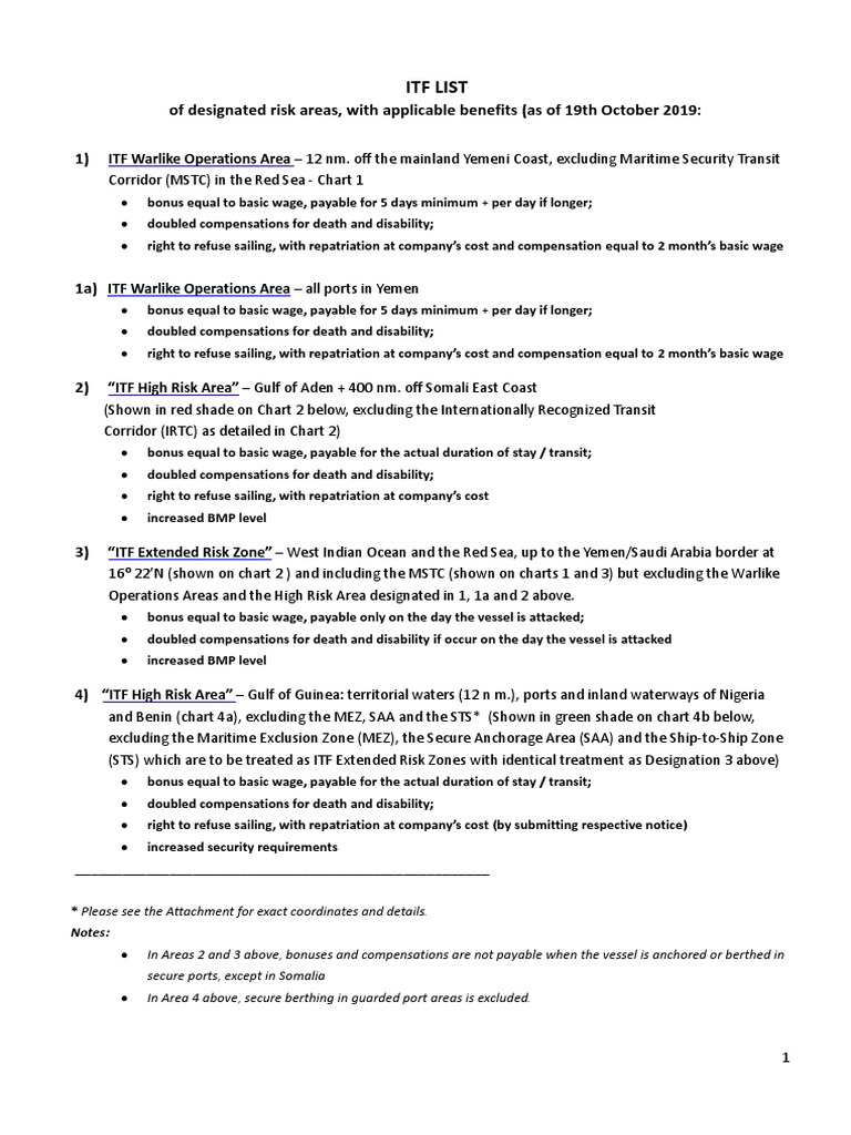 IBF Warlike and High Risk Areas 2025 | PDF | Yemen | World Politics