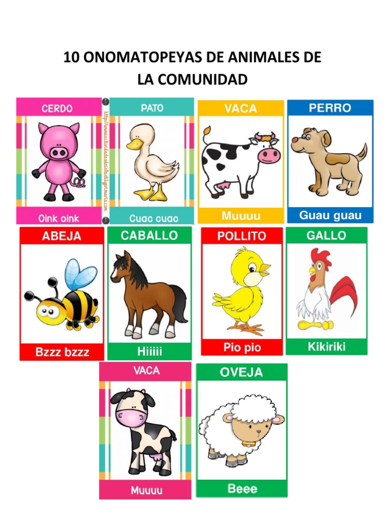10 Onomatopeyas de Animales de La Comunidad | PDF