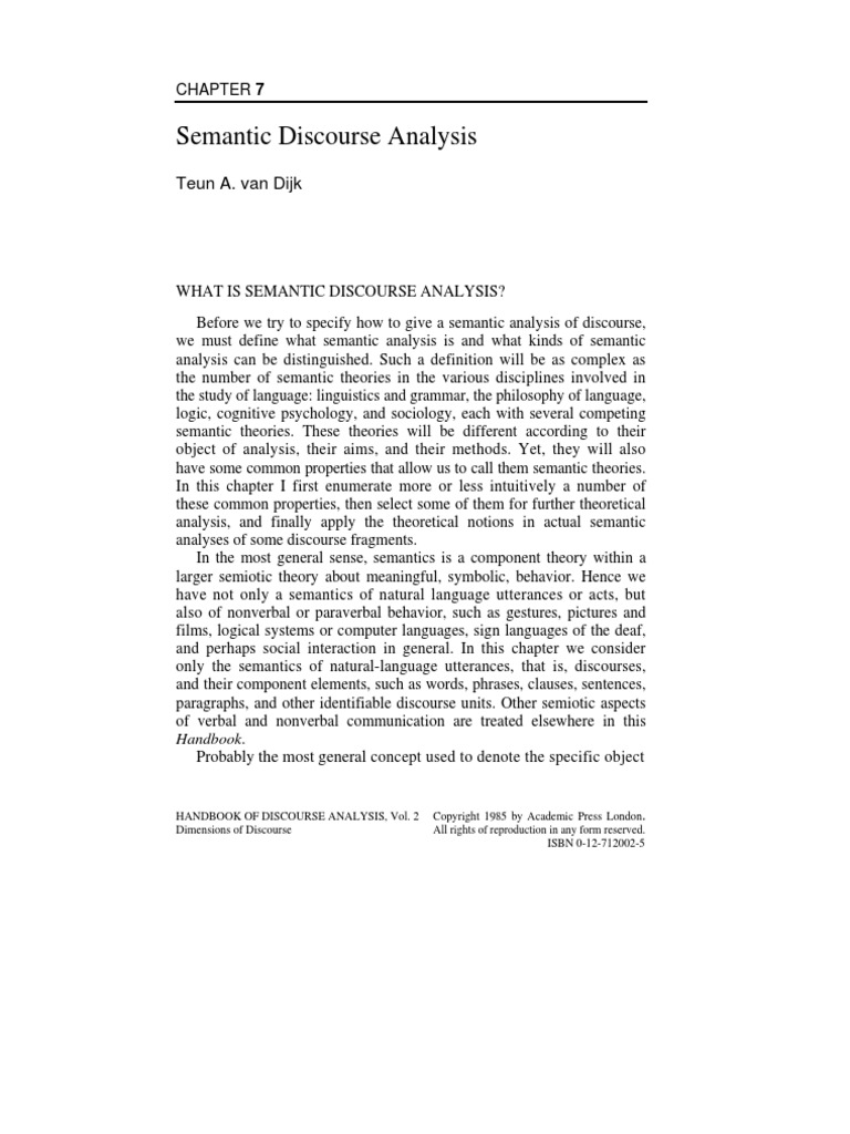 Semantic Discourse Analysis Pdf Semantics Discourse