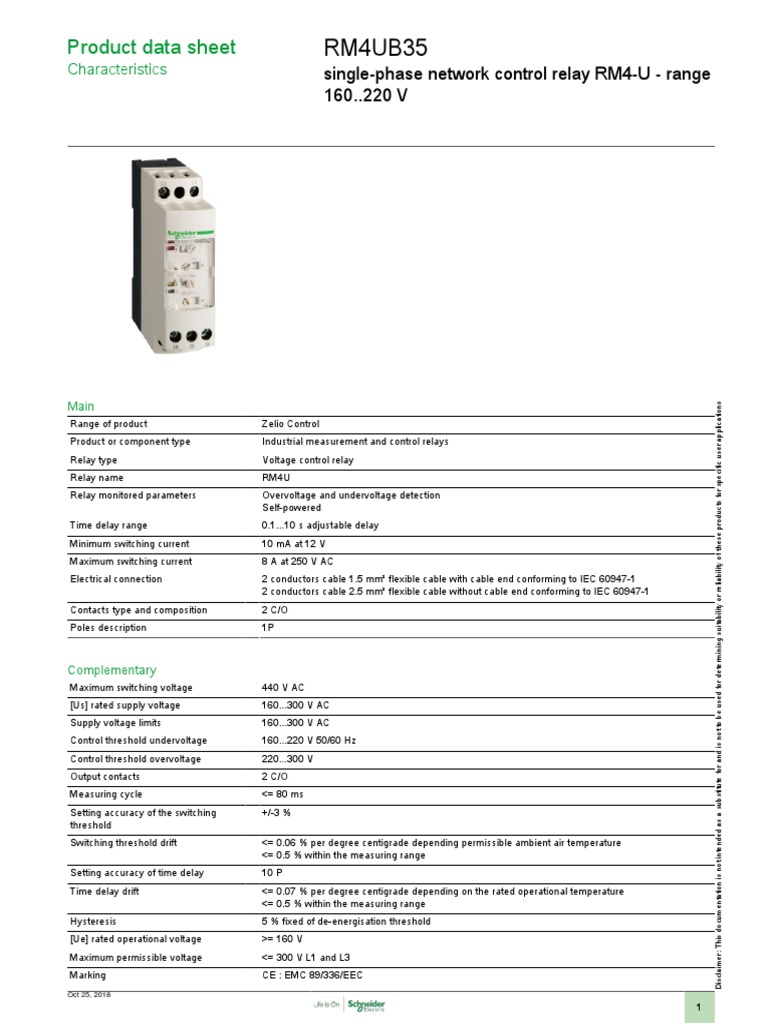 Zelio Control Relays - RM4UB35 | PDF | Relay | Alternating Current