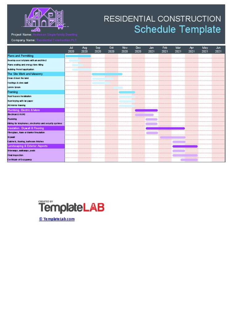 Residential Construction Schedule Template | PDF