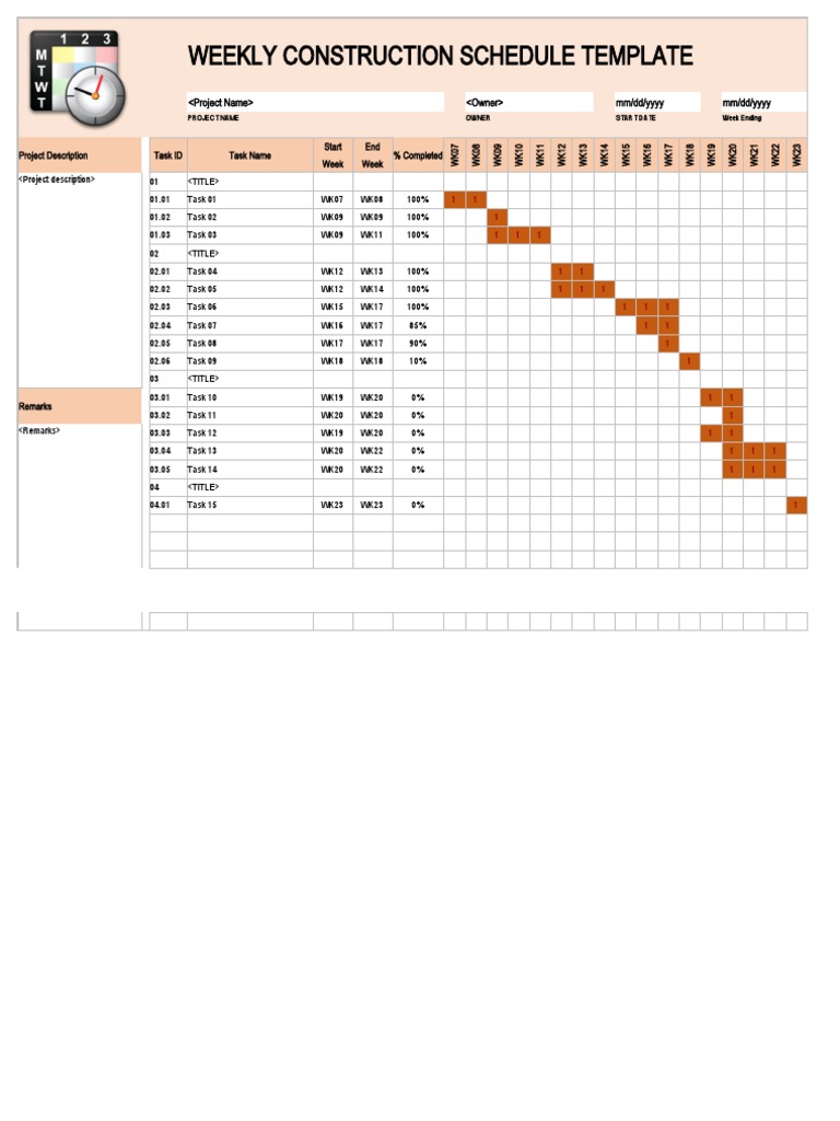 Weekly Construction Schedule - TemplateLab | PDF