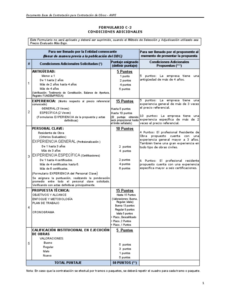 Formulario C-2 Condiciones Adicionales | PDF | Business | Science
