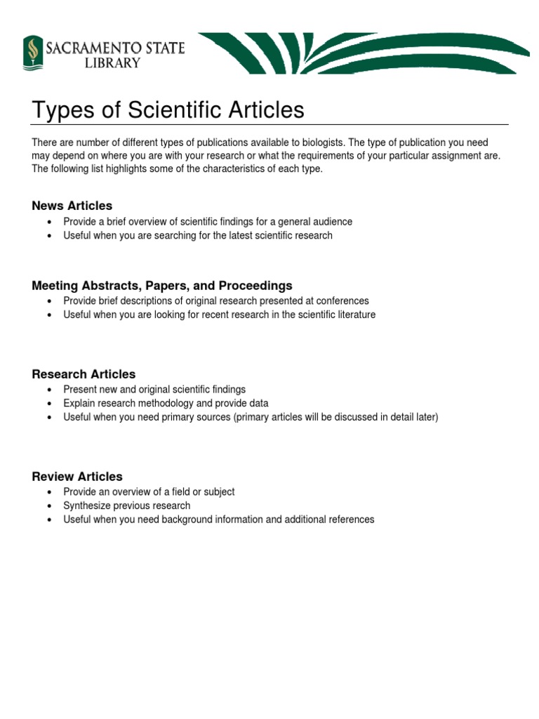 Types of Scientific Articles | PDF | Primary Sources | Peer Review