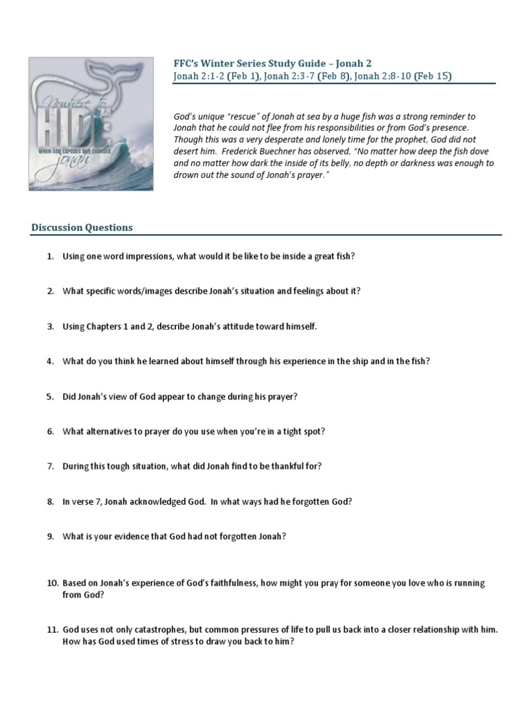 Jonah Chapter 2 Study Guide | Jonah | Prayer