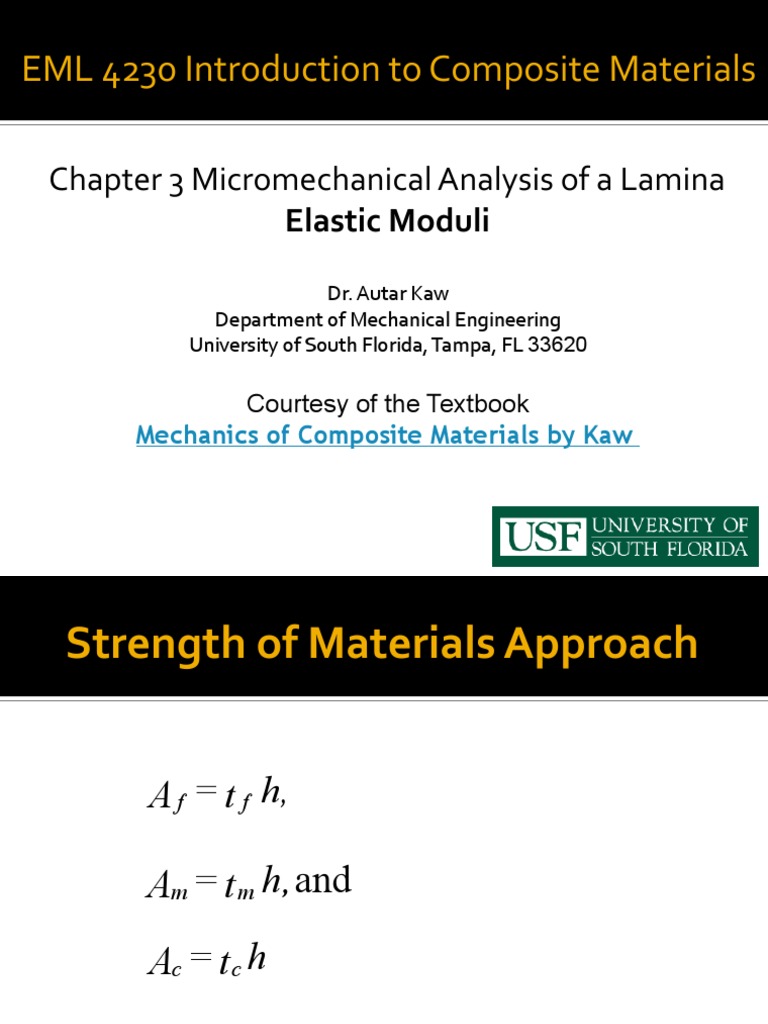 EML 4230 Introduction To Composite Materials: Chapter 3 Micromechanical ...