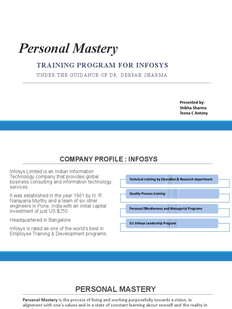 Personal Mastery: Training Program For Infosys | PDF | Mindset | Goal