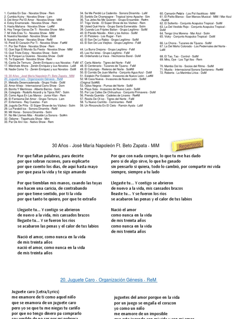 Novatos Letras | Descargar gratis PDF | Musica Latinoamericana | Amor