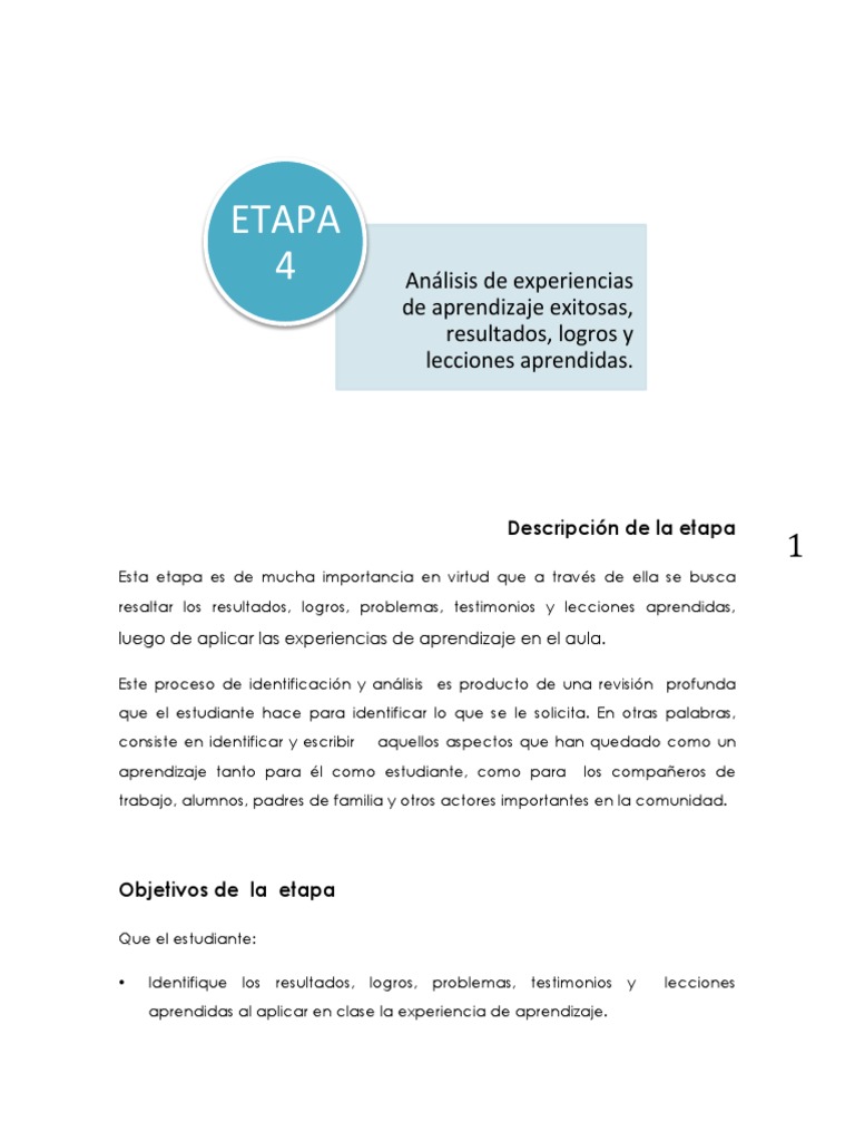 Etapa 4 GUIA Sistematizacion Padep | PDF | Aprendizaje | Conocimiento