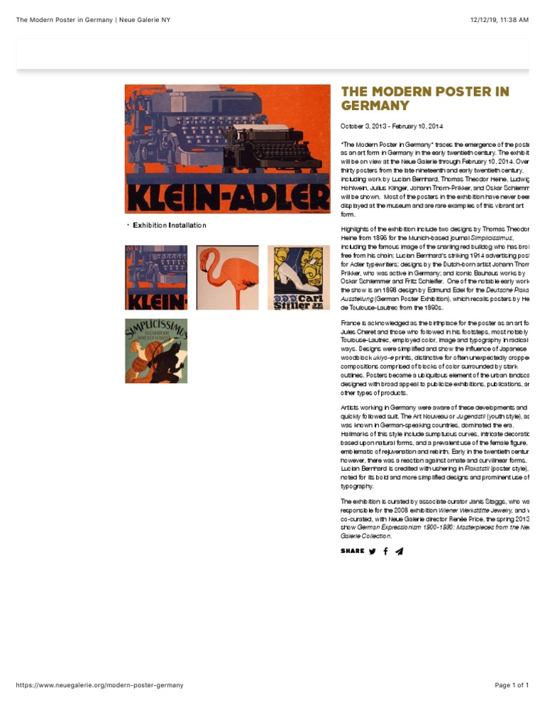 The Modern Poster in Germany - Neue Galerie NY | PDF | Poster | Art Media