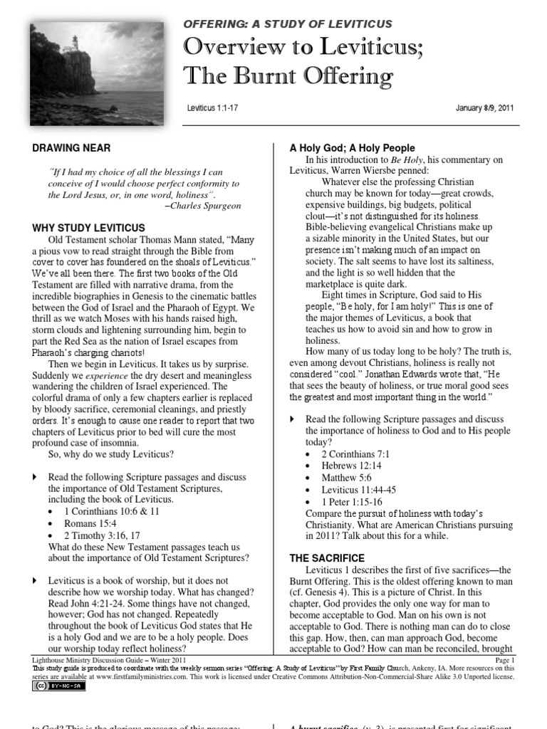 Lighthouse Member Handout - Week 1 Overview and The Burnt Offering ...