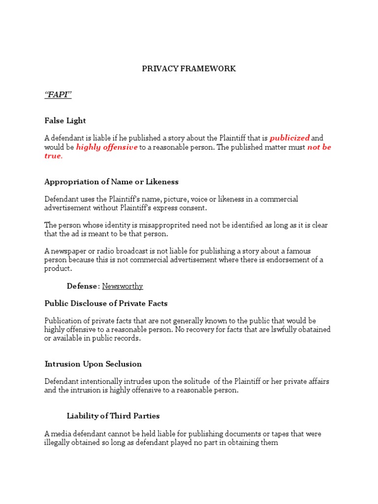 Privacy Framework: Legal Liabilities | PDF