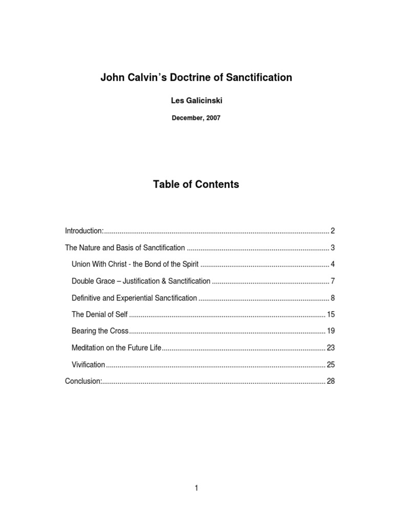 John Calvins Doctrine of Sanctification | PDF | Justification (Theology) | Sanctification
