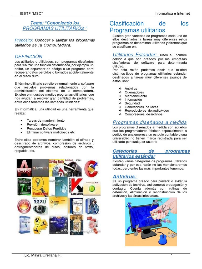 Clasificación de Los Programas Utilitarios | PDF | Archivo de ...