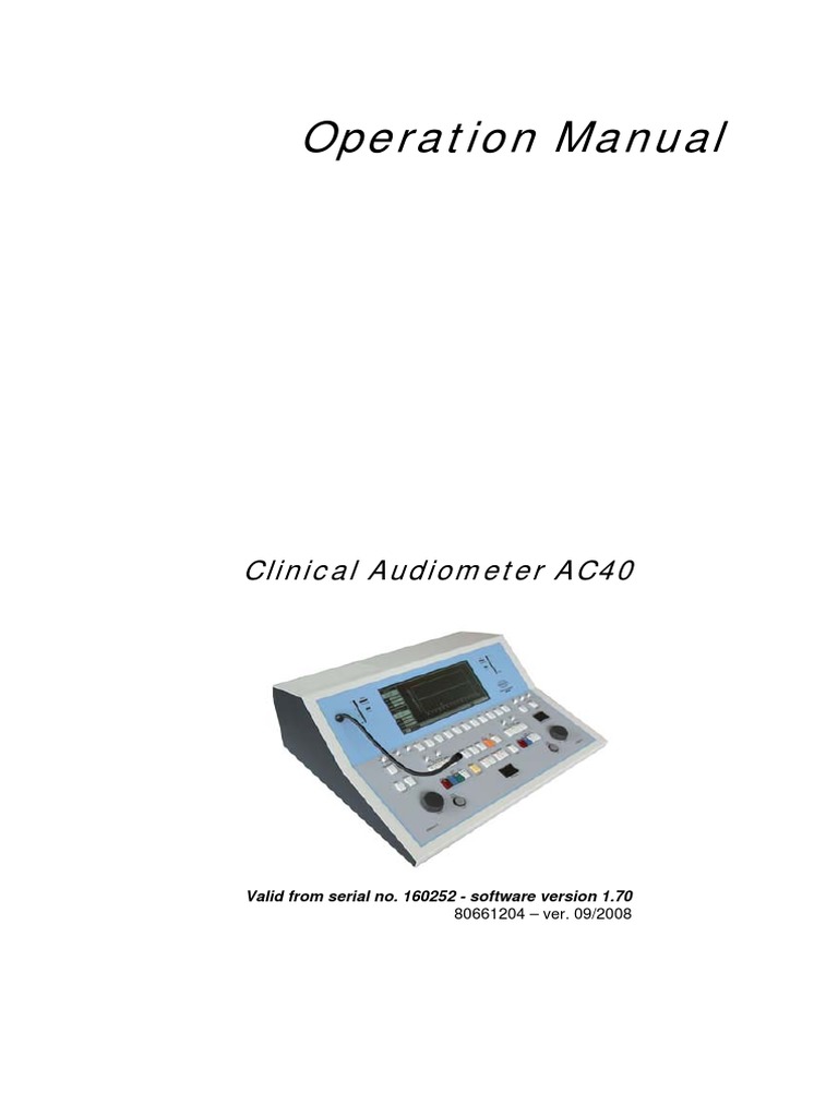 AC40 Clinical Audiometer Manual | PDF | Computer Keyboard | Headphones