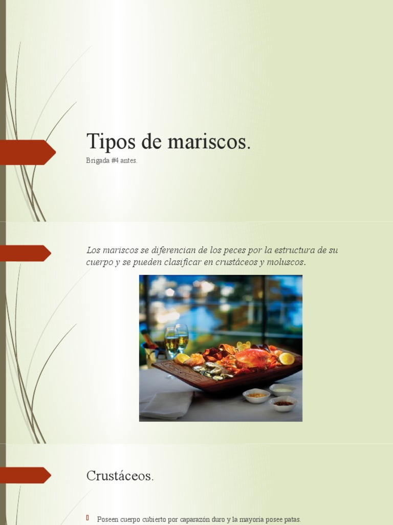 Tipos y variedades de mariscos | PDF | langosta | Mariscos