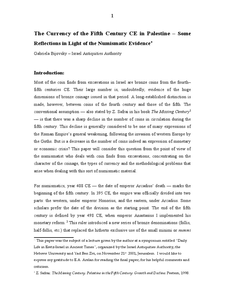 The Currency of The Fifth Century CE in | PDF | Coins | Numismatics