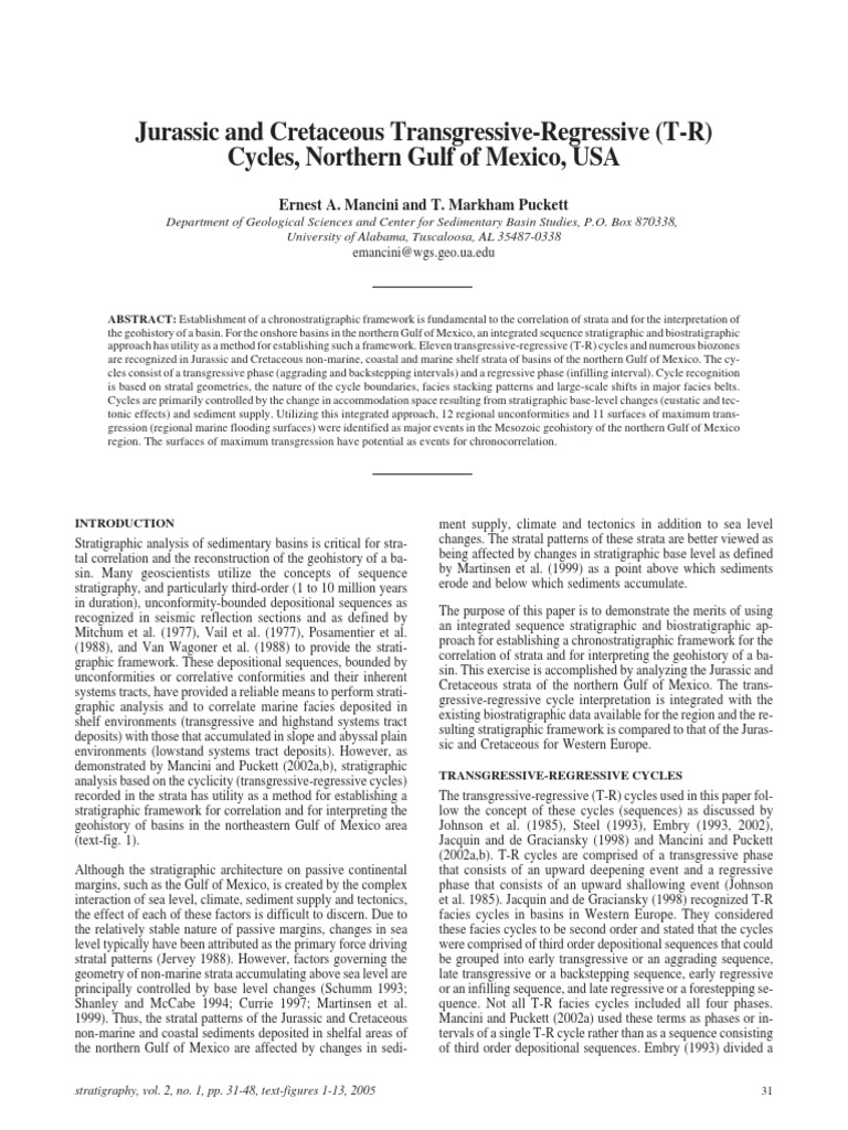 Jurassic and Cretaceous Transgressive-Regressive (T-R) Cycles, Northern ...