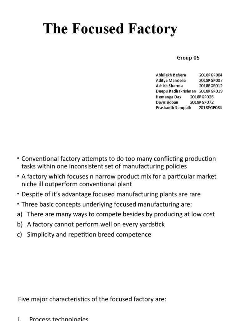 The Focused Factory Group 05's Analysis of Lean Manufacturing ...
