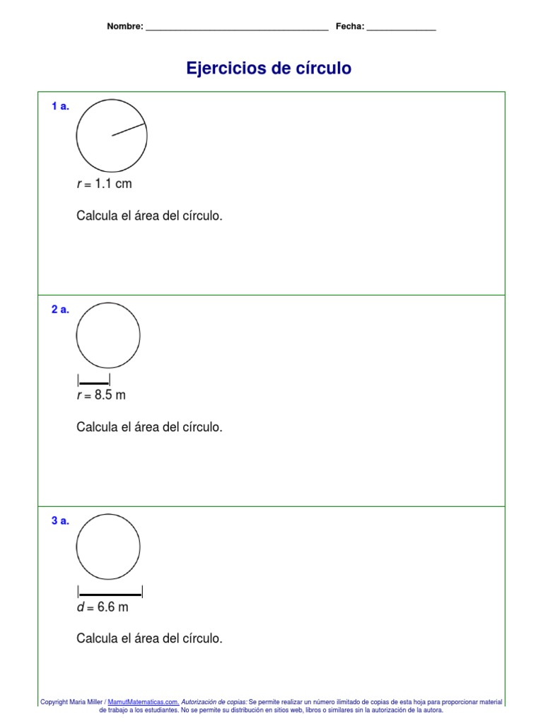 Ejercicios Circulo | PDF