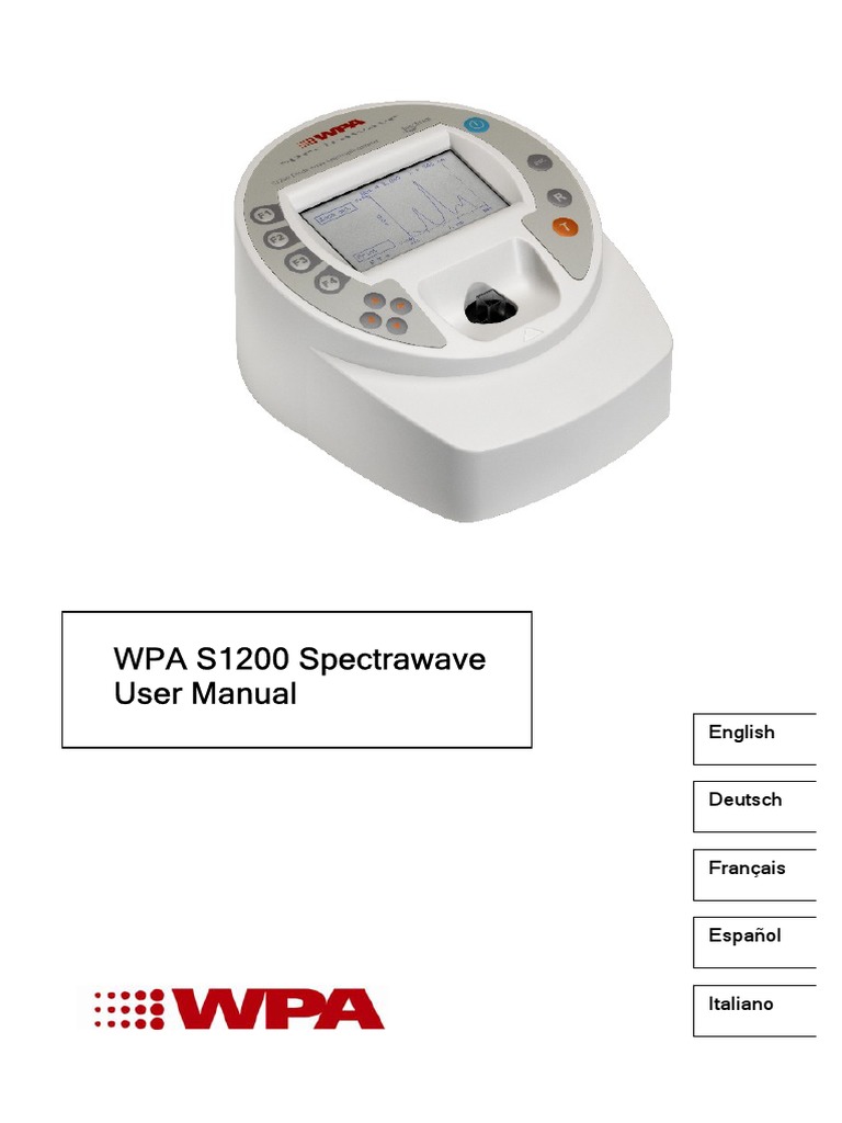 WPA S1200 Spectrawave User Manual: English | PDF | Spectrophotometry ...