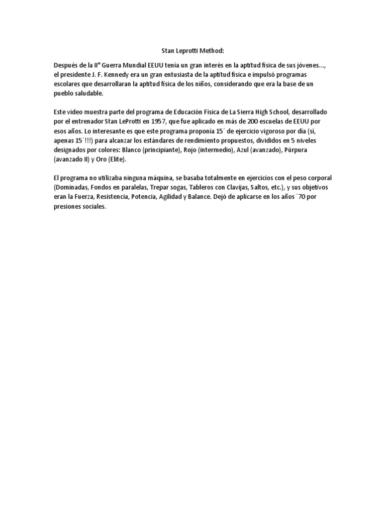 Stan Leprotti Method | PDF