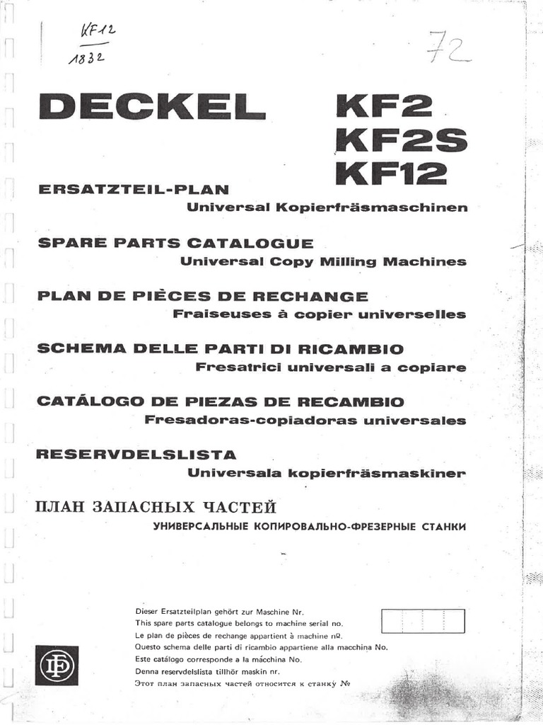 Deckel KF2 KF2S KF12 - Catalogue Pièces Détachées